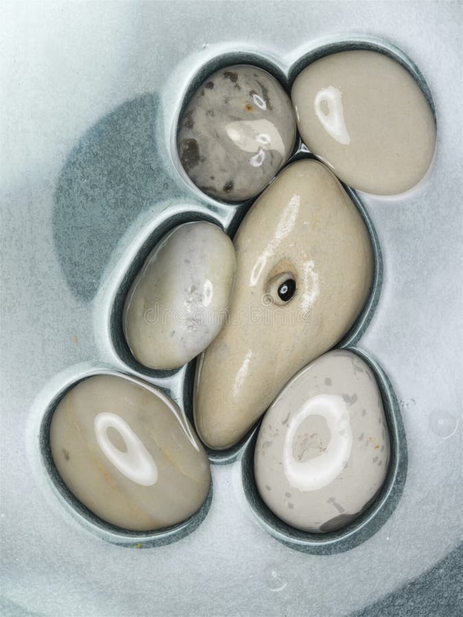 Stones in floating water stock image. Image of flower - 340855579