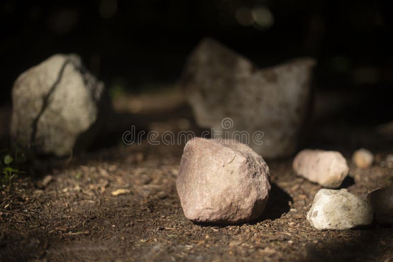 Stones in the Forest. Beautiful Stones Standing on the Ground Stock ...