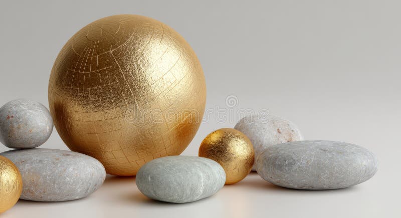 Stones, Gold Globe, Golden Globe, World Map, and Earth on White ...