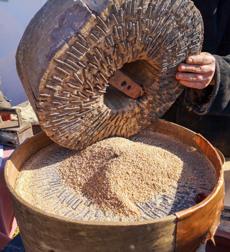 Stones for Grinding Grain Flour Stock Photo - Image of wheel, stone ...