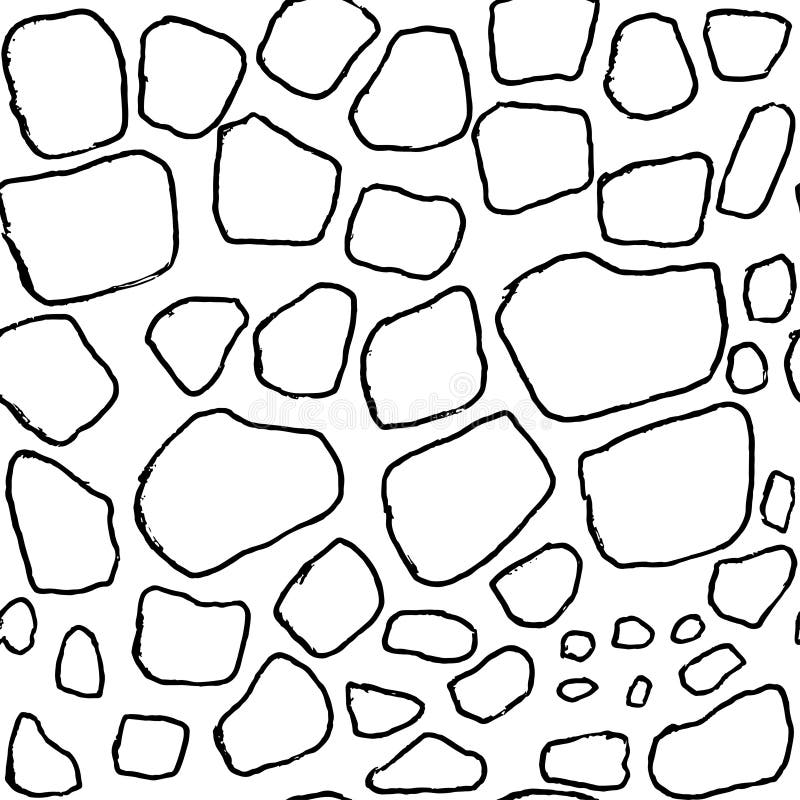 Stones Handdrawn Seamless Black And White Pattern. Vector Illustration ...