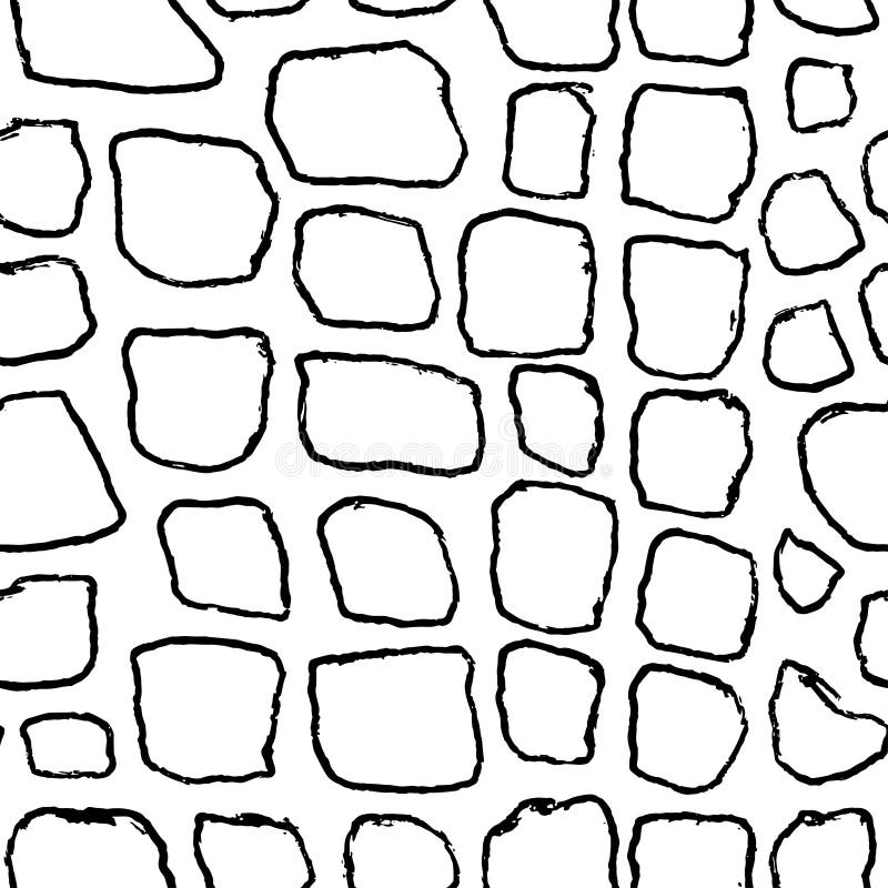 Stones Handdrawn Seamless Black and White Pattern. Vector Illustration ...