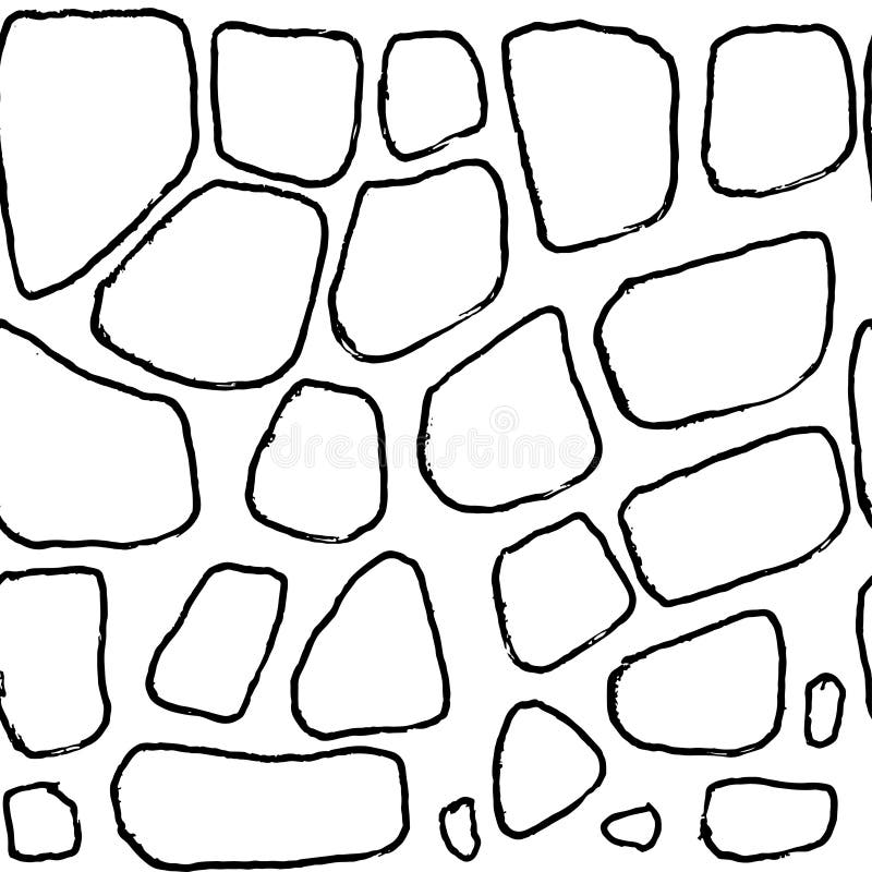 Stones Handdrawn Seamless Black And White Pattern. Vector Illustration ...
