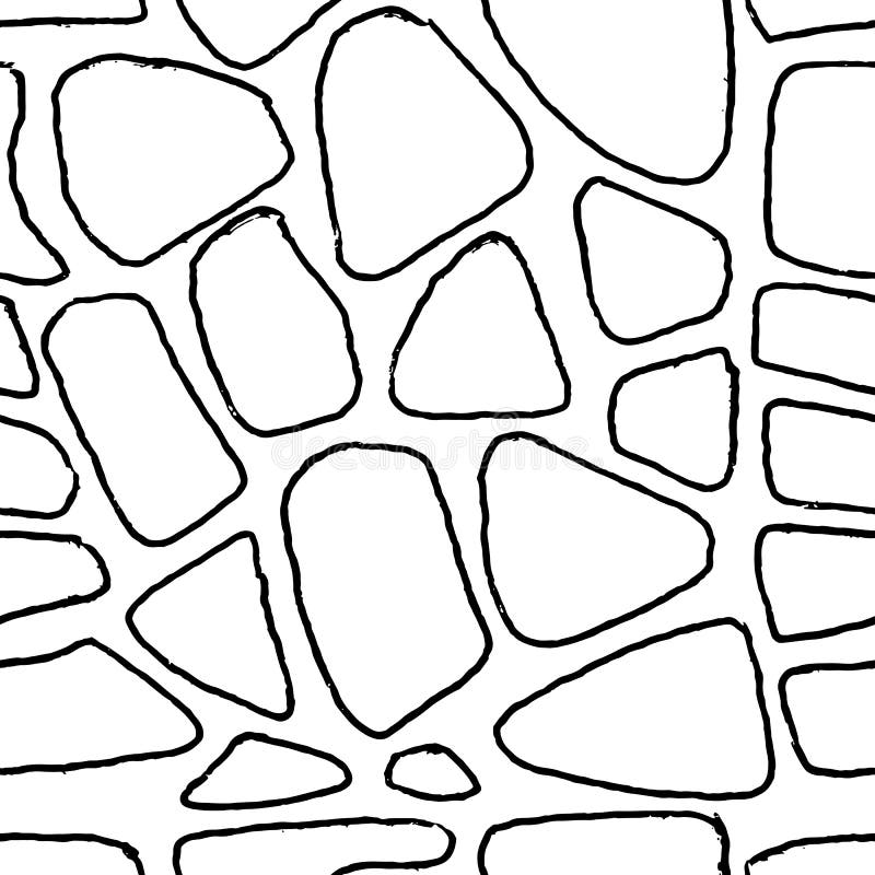 Stones Handdrawn Seamless Black and White Pattern. Vector Illustration ...