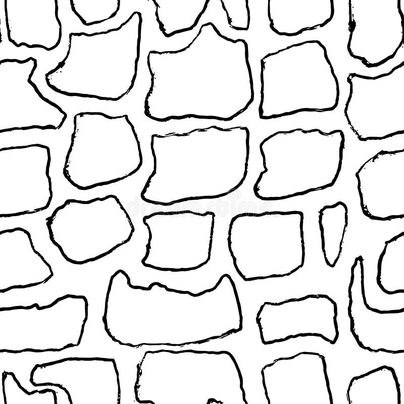 Stones Handdrawn Seamless Black and White Pattern. Vector Illustration ...