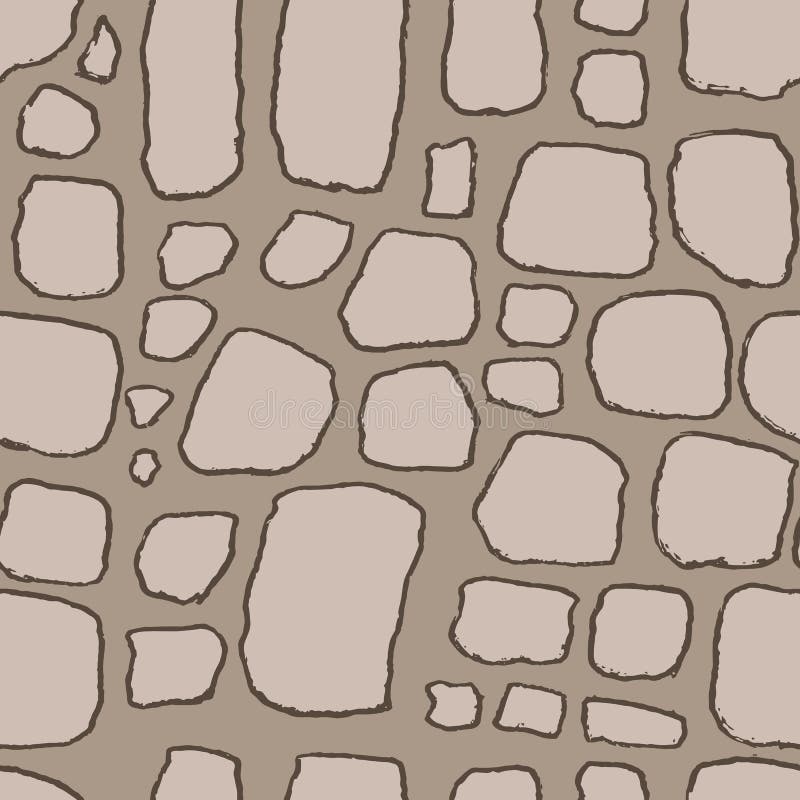 Stones Handdrawn Seamless Brown Pattern. Vector Illustration. Stock ...
