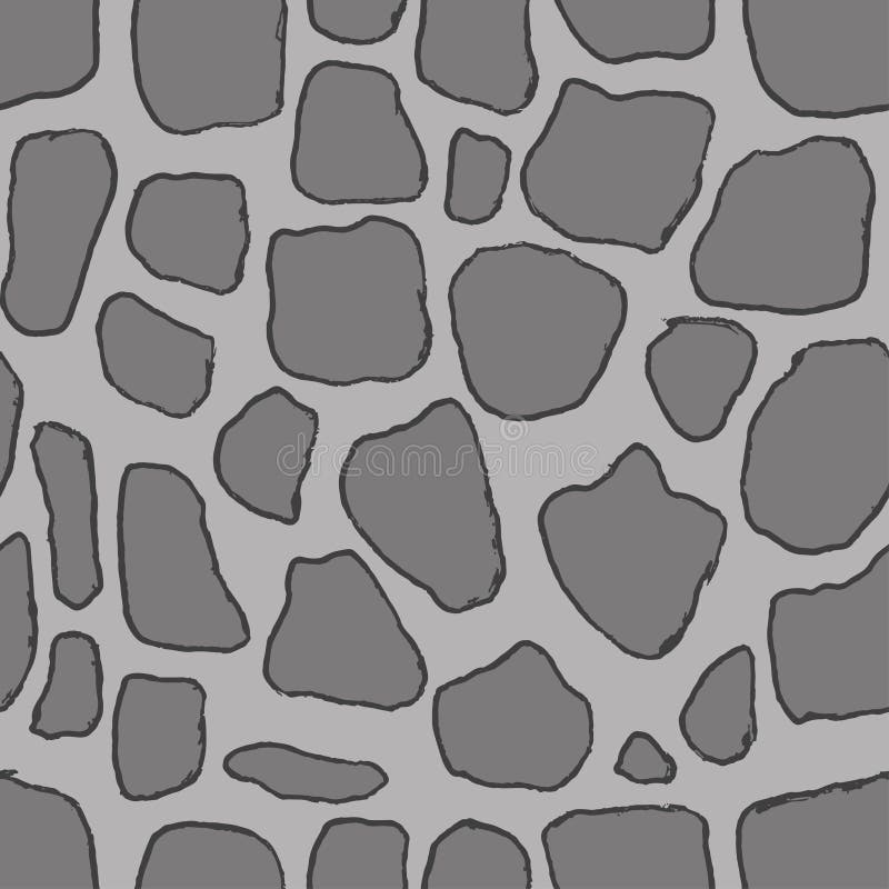 Stones Handdrawn Seamless Gray Pattern. Vector Illustration. Stock ...