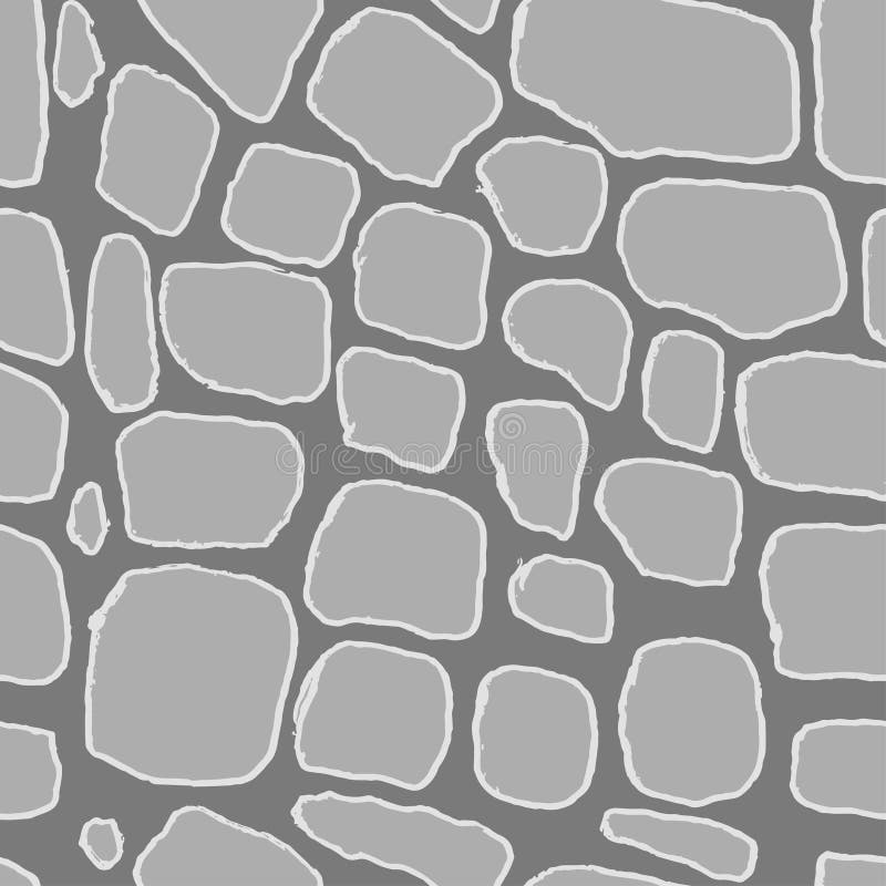 Stones Handdrawn Seamless Gray Pattern. Vector Illustration. Stock ...