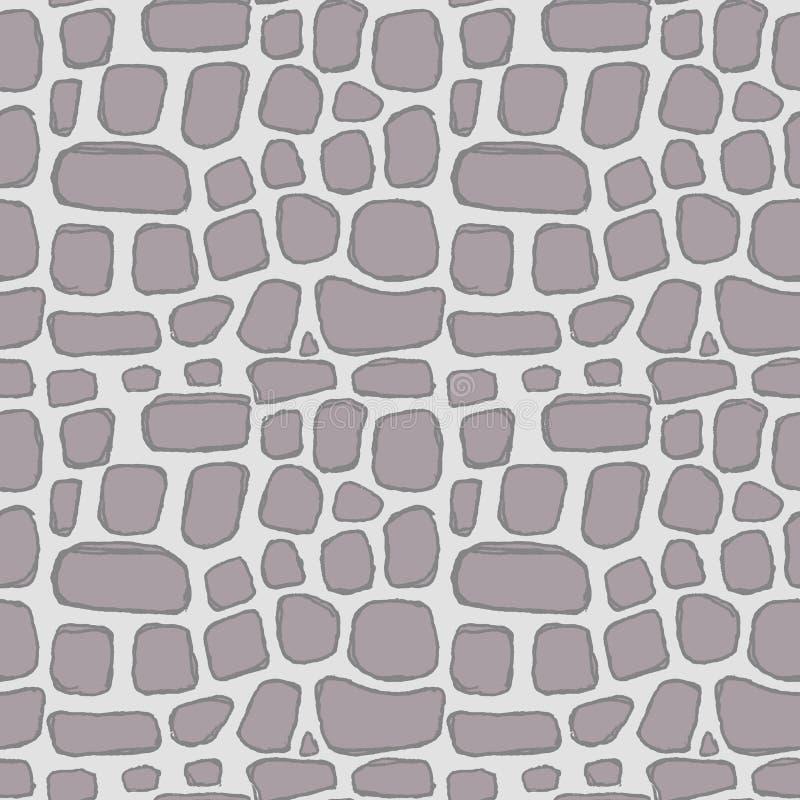 Stones Handdrawn Seamless Gray Pattern. Vector Illustration. Stock ...