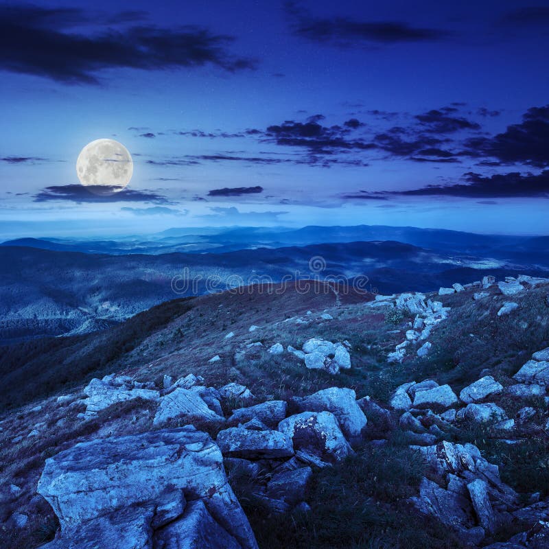 Stones on the Hillside at Night Stock Photo - Image of nature ...