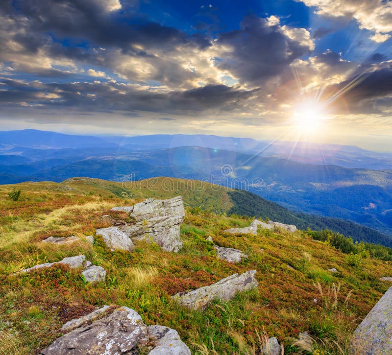 Stones on the hillside stock image. Image of rock, grass - 42006909