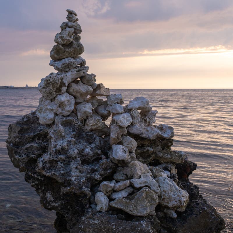 The Stones are Laid Out in a Column. Weathered Marine Limestone Stock ...
