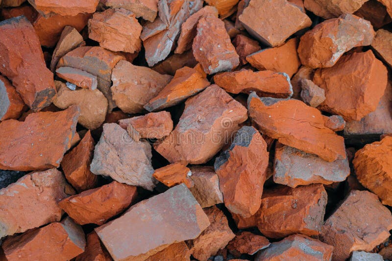 Stones Made from Broken Red Bricks Close Up Stock Photo - Image of ...