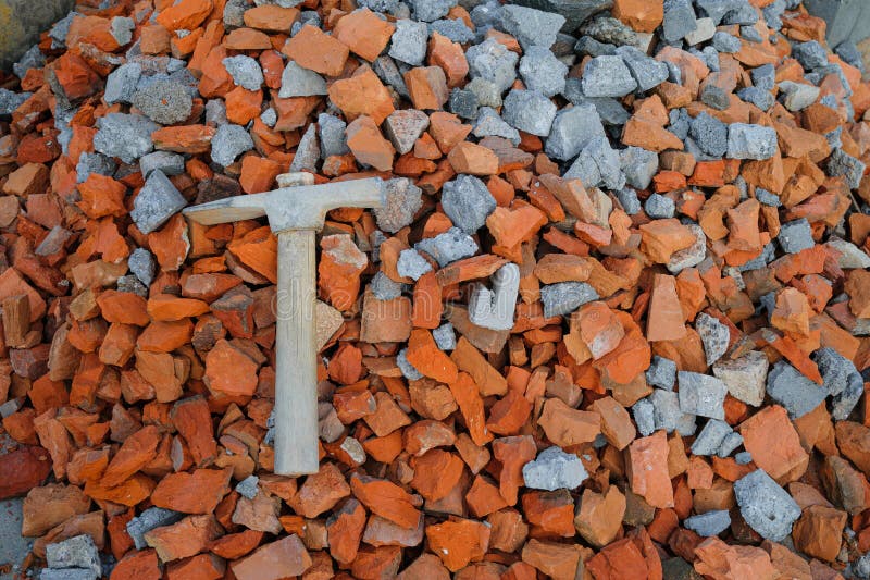 Stones Made from Broken Red Bricks and Concrete Blocks Stock Photo ...