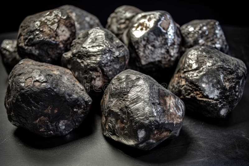Stones of Meteorites, Asteroids on a Black Background, Generative AI ...