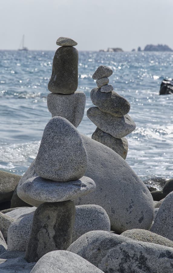 Incredible Balancing Stones in the River Stock Image - Image of ...