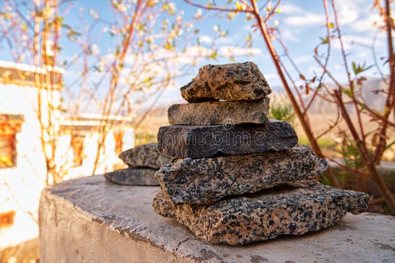 Stones are Piled on Top of Each Other To Show the Way Stock Photo ...