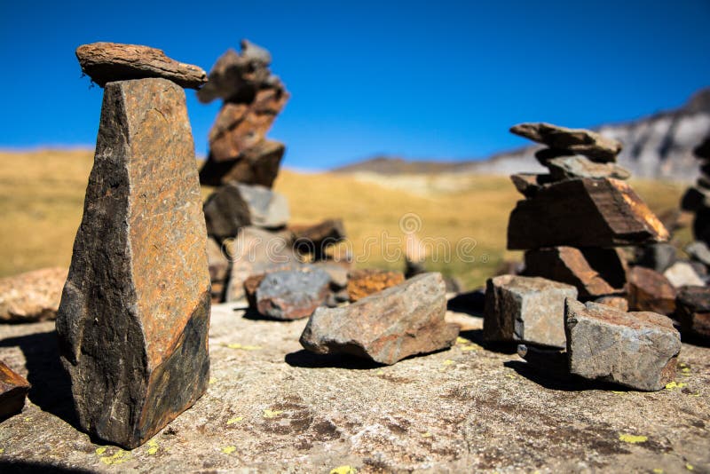 Stones Piled Up On Mountain Stock Image - Image of metal, mountain ...