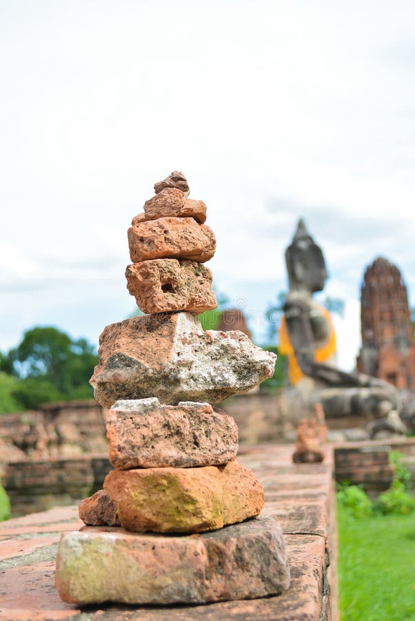Stones Pyramid at Old Temple Stock Image - Image of objects, health ...