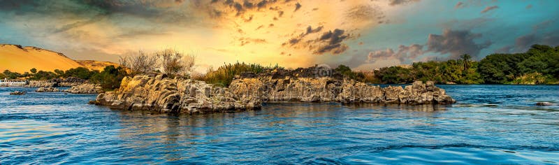 Stones and Rocks Along the Nile River in Aswan, Egypt Stock Photo ...
