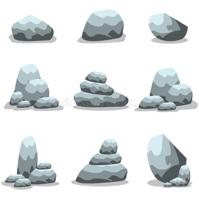 Stones and Rocks in Cartoon Style Vector Stock Vector - Illustration of ...
