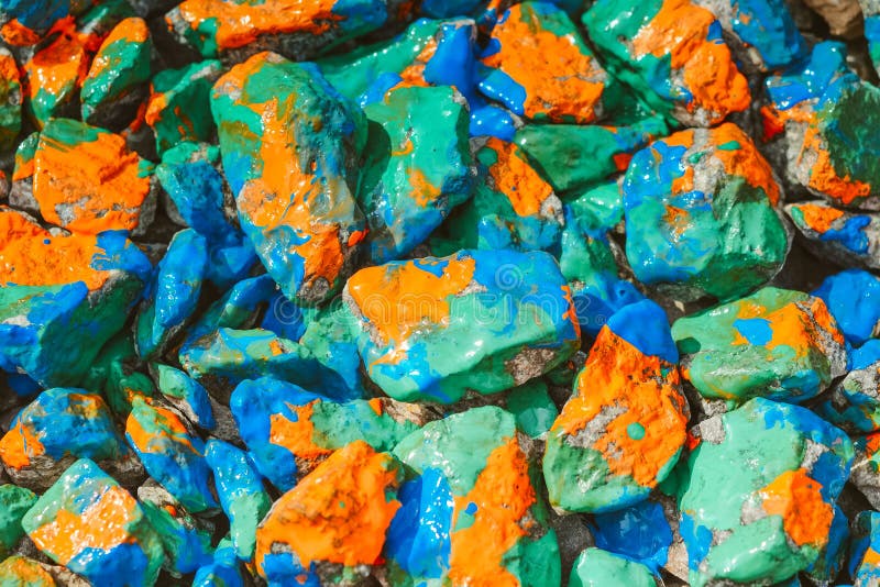 Stones Rubble Closeup Painted Color Ink Stock Photo - Image of creative ...