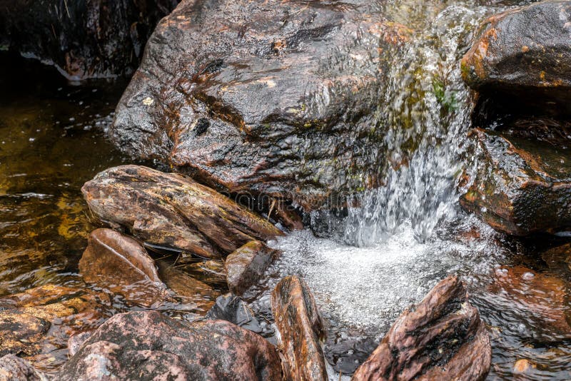 Stones in Running Water in a Mountain River Stream Stock Image - Image ...