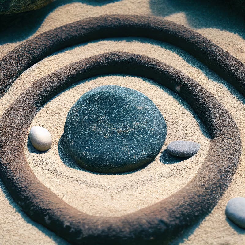 Stones in Sand Circles As Concentration Concept Stock Illustration ...
