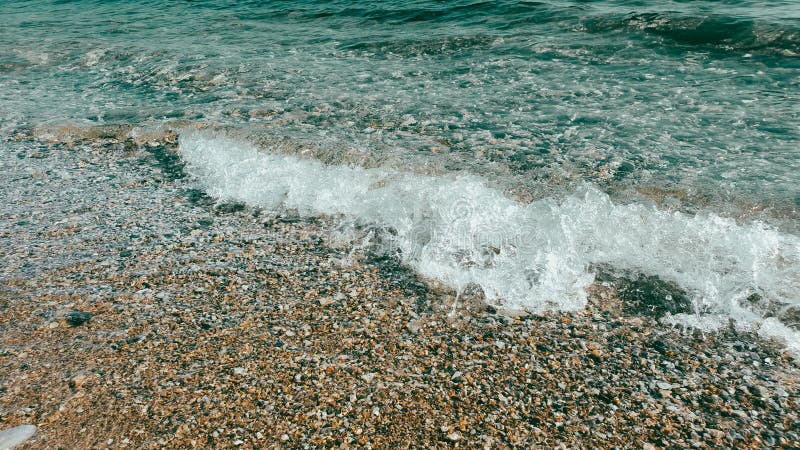 Stones and Sand Under Water, Soft Blue Ocean Wave on Clean Sandy Beach ...
