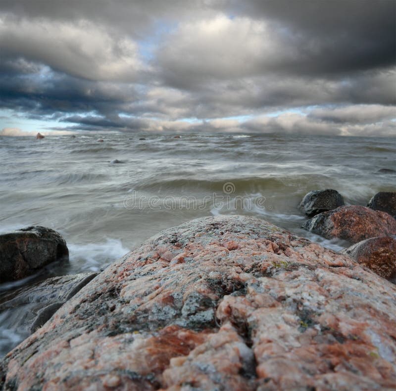 Stones in sea. stock photo. Image of edge, coastline - 17033930
