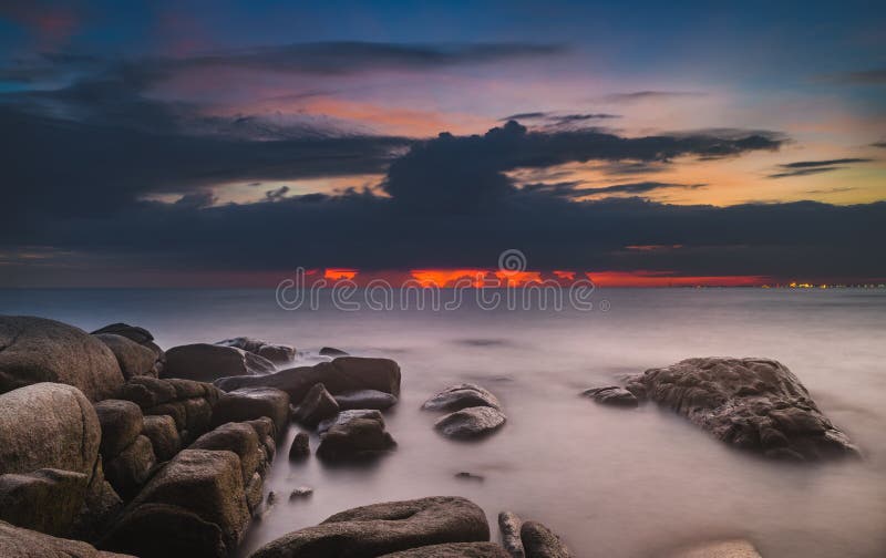 The Stones in the Sea with Cloud Sky Stock Photo - Image of abstract ...