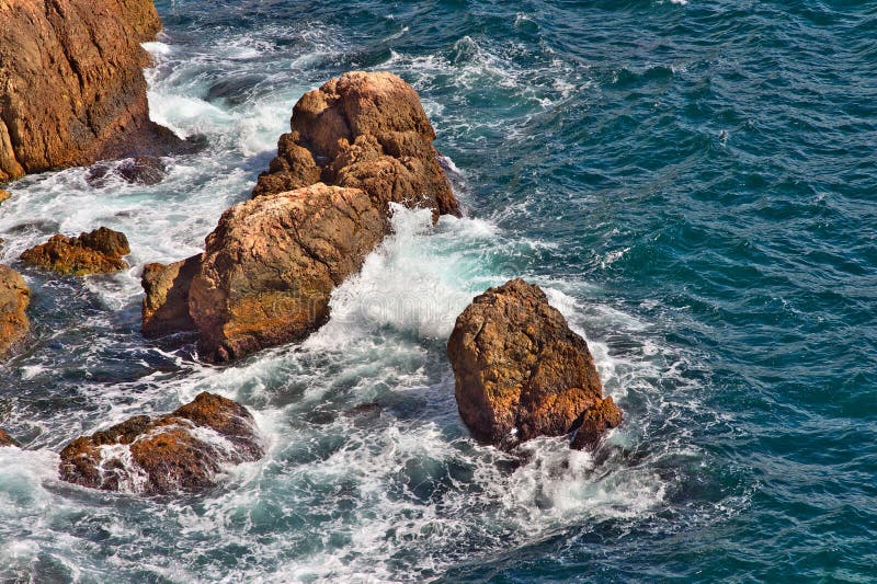 Stones in the Sea Deep Blue with Waves Stock Photo - Image of rock ...