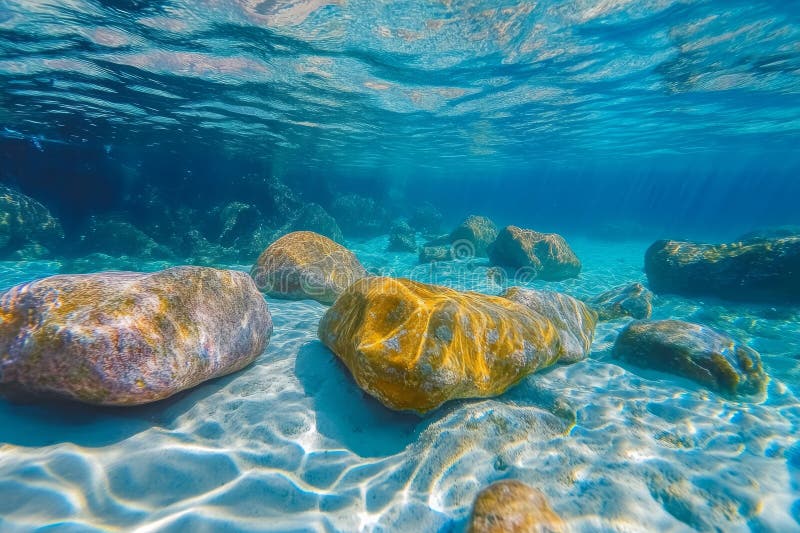 Stones in the Sea Under Water. Stock Image - Image of seascape, beach ...