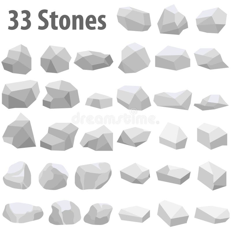 Stones, a Set of Stones with Shadows. Flat Design, Vector Illustration ...