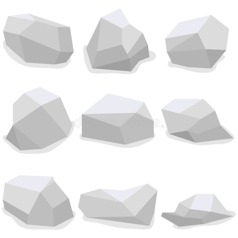 Stones, a Set of Stones with Shadows. Flat Design, Vector Illustration ...