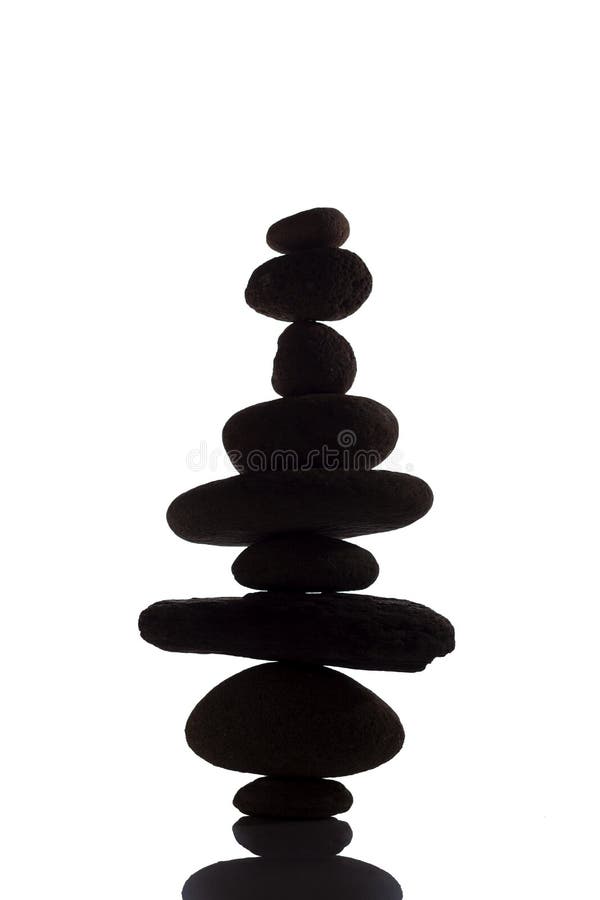 Silhouette of Balanced Stack Pebbles Stock Image - Image of colorful ...