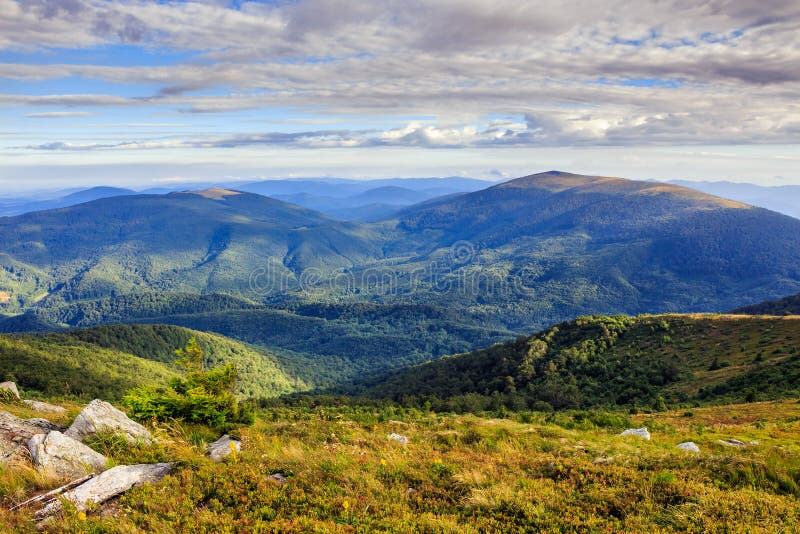 Stones on the Slope between Two Mountains Stock Image - Image of land ...