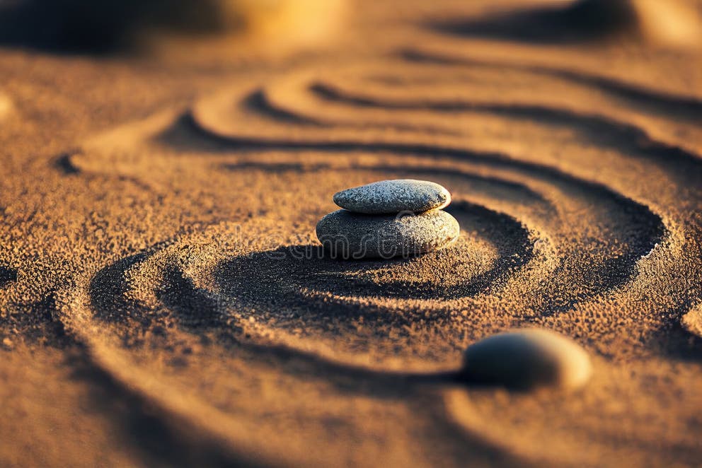 Stones Stack on Sand Circles Stock Illustration - Illustration of ...