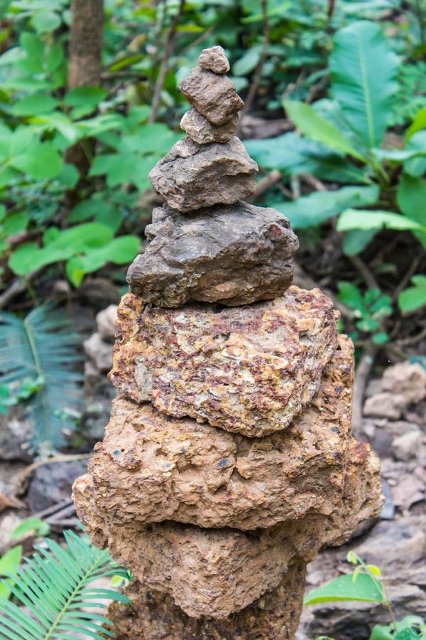 Stones Stacked in Forest, Asia Stock Image - Image of pebble ...