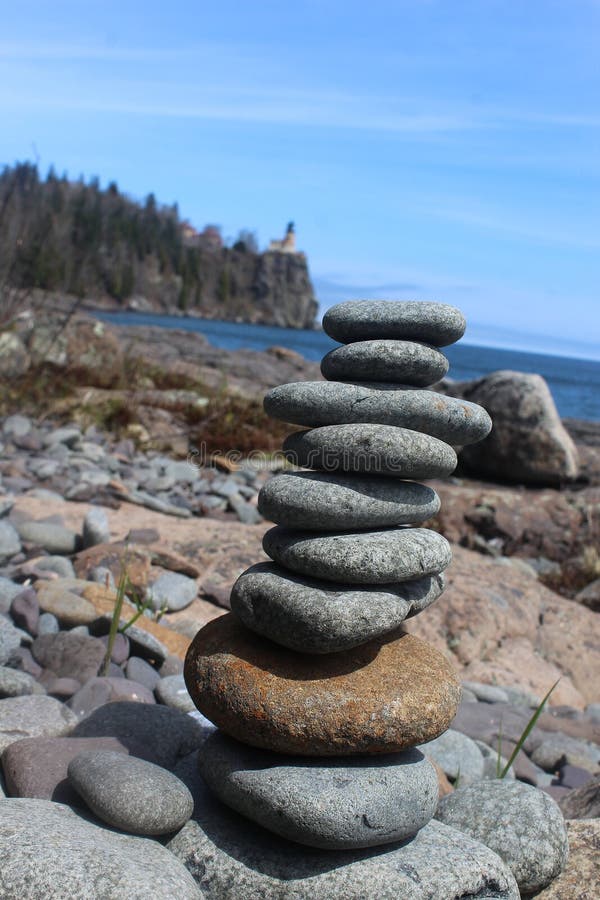 Rock Stack on the North Shore of Lake Superior with Split Rock ...