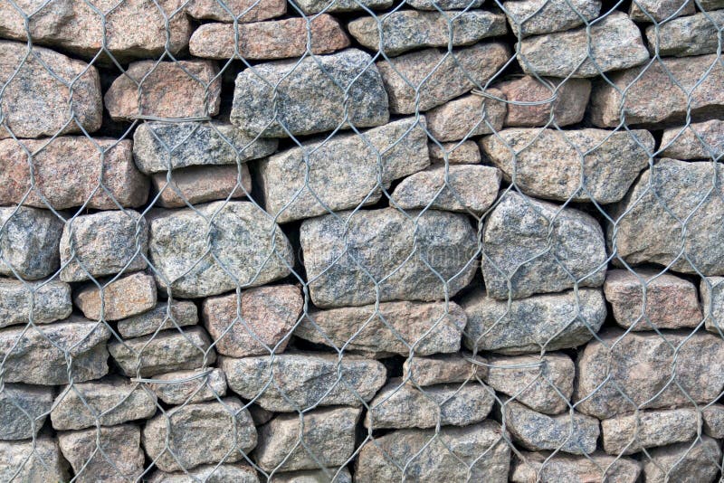 Stones in Steel Mesh Cage Background, Texture, Abstract Stock Image ...