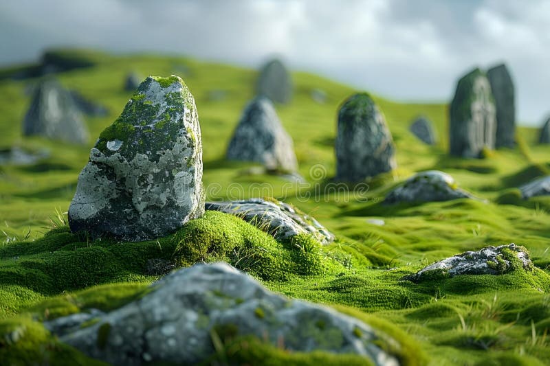 The Stones are Surrounded by Green Grass on the Hillside Stock ...