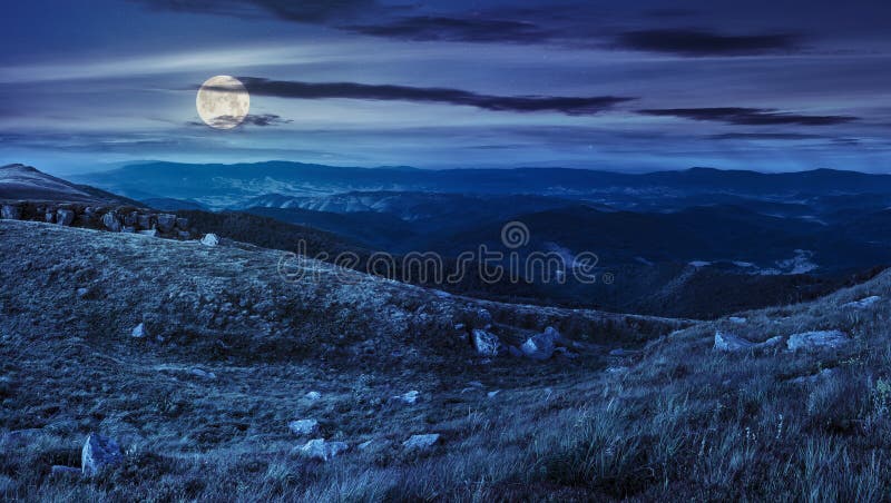 Mountain valley at night stock image. Image of settling - 5645827