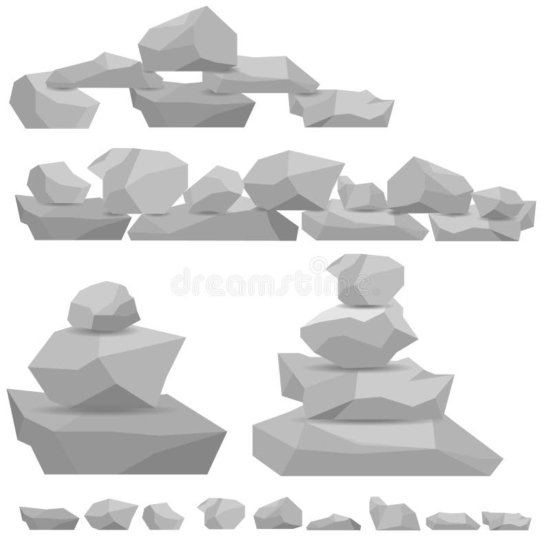 Stones, a Wall of Stones with a Shadow. Figures of Stone Stock Vector ...