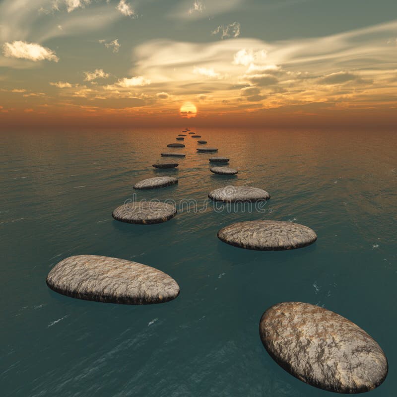 A row of stones in water stock image. Image of scene, background - 6134185