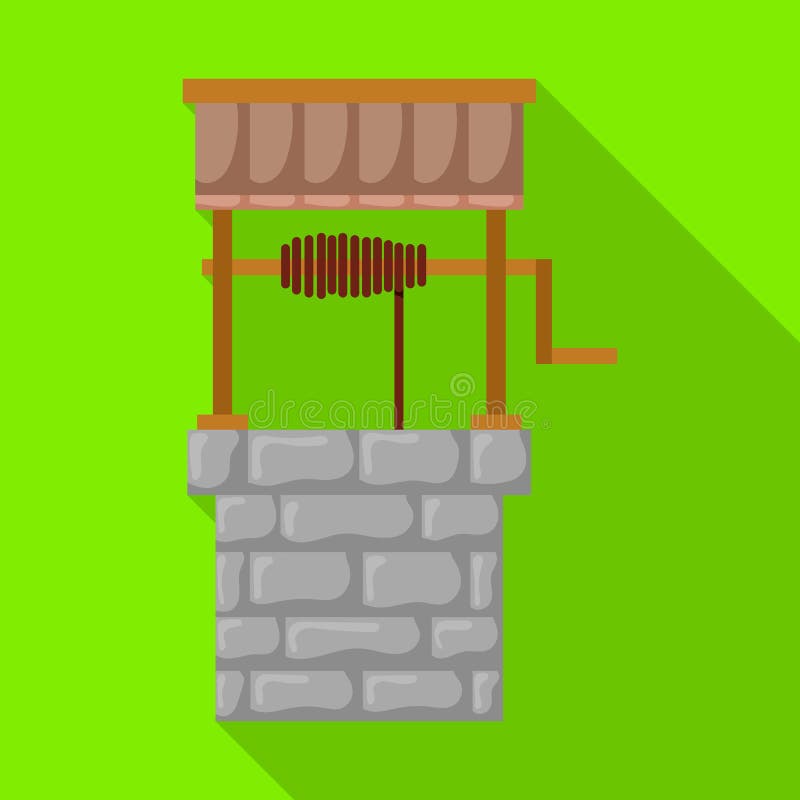 Water Well Vector Flat Set Icon.Vector Illustration Wooden And Stones ...