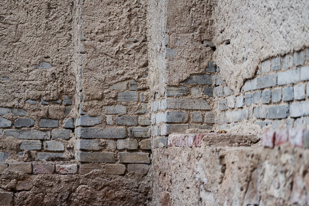Stonewall in an Old Barn. Aged Brick Wall. Stock Image - Image of dirty ...