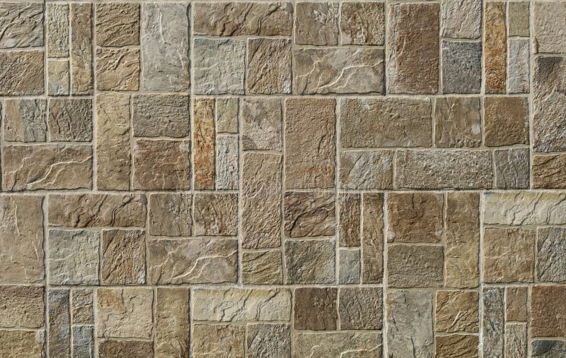 Stoneware Cladding Wall with Stone Effect. Colors are Shades of Brown ...