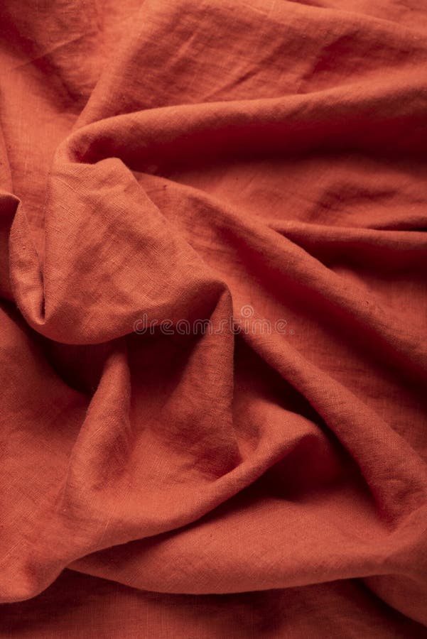 Stonewashed Linen Fabric in Brick Color Stock Photo - Image of elegance ...