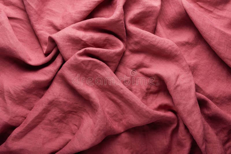 Stonewashed Linen Fabric in Dark Pink Color Stock Image - Image of ...